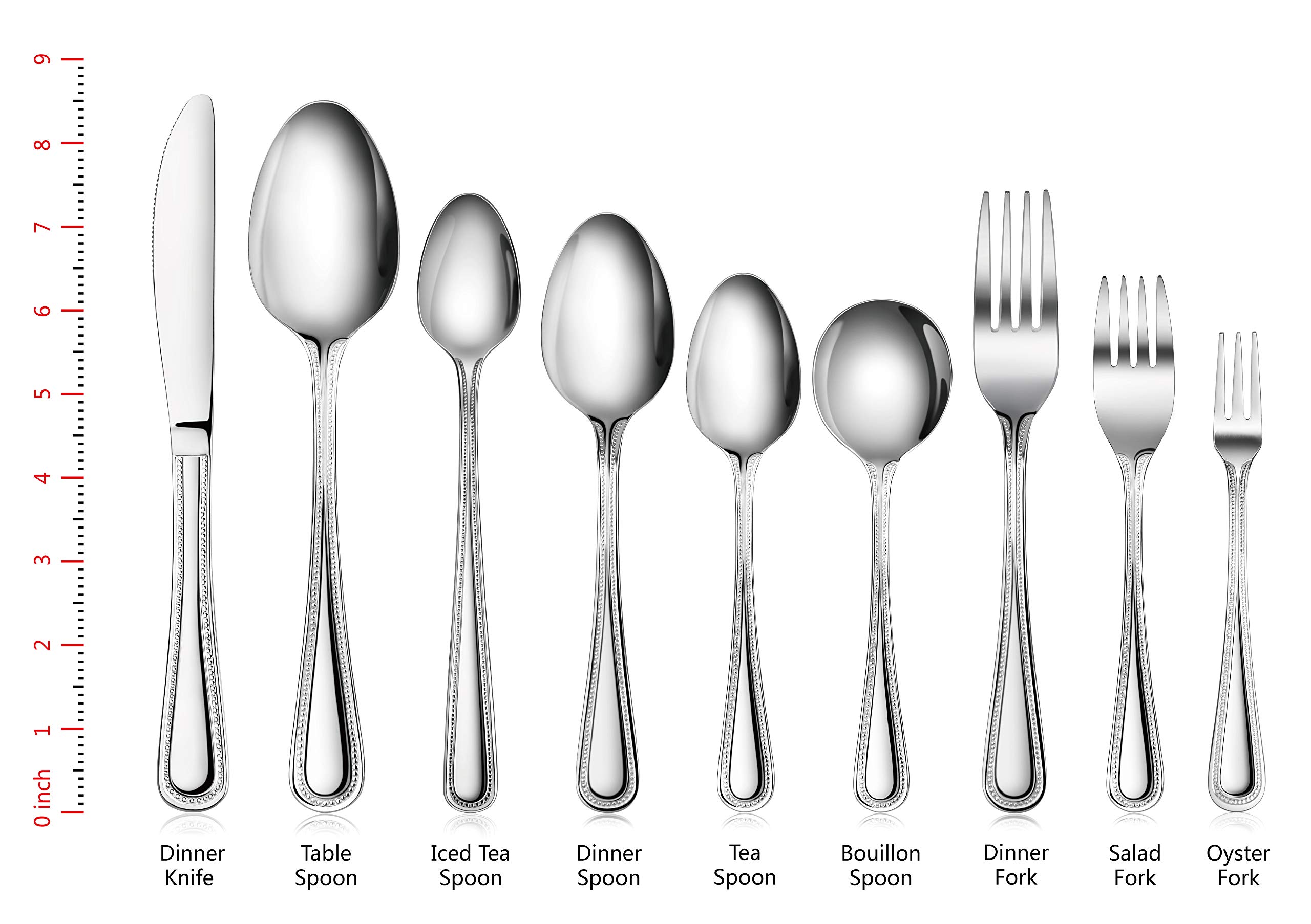 New Star Foodservice Bead Pattern, Stainless Steel, 36-Piece Flatware Set