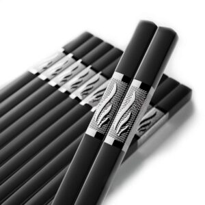 10 pairs fiberglass chopsticks, reusable chopsticks and dishwasher safe， 9 1/2 inches - clover,silver