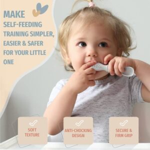 Jocate Silicone Baby Spoons First Stage Set - 4.5 Inch Self Feeding Spoons for Babies and Toddlers - Food Safe BPA Free Silicone - Dishwasher and Microwave Safe - Set of 5 (The Pastels)