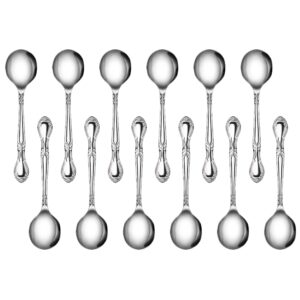 new star foodservice 58741 rose pattern, 18/0 stainless steel, bouillon spoon, 6.1-inch, set of 12