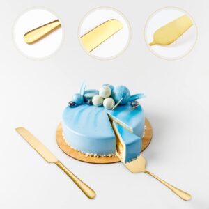 DUMING-IN Wedding Cake Knife and Server Set, Gold Stainless Steel Cake Pie Serving Set Gift Cake Cutting Set for Wedding, Birthday, Parties and Events