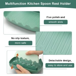 Kitchen Spoon and Lid Rest 2 Pack, Windspeed Green Kitchen Spatula Rest Holder Detachable Spoons Cooking Stand Countertop Keep Clean Cooking Ladle Organizer for Pot Lid, Fork, Tongs (Green)