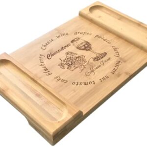 Cheese Board | Charcuterie Board | Wine Board | Organic Bamboo Wood Charcuterie Platter Serving Board Cheese Tray | Perfect for Birthday Housewarming and Wedding Gifts | Cheese Platter