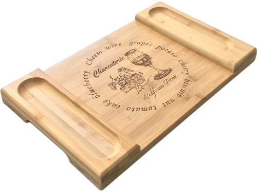 Cheese Board | Charcuterie Board | Wine Board | Organic Bamboo Wood Charcuterie Platter Serving Board Cheese Tray | Perfect for Birthday Housewarming and Wedding Gifts | Cheese Platter