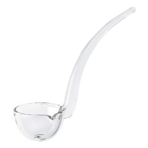 badash crystal gravy serving ladle - 6" long mouth-blown lead-free clear glass punch ladle - elegant small spoon-sized serving utensil - glass gravy ladle for sauce & salad dressing