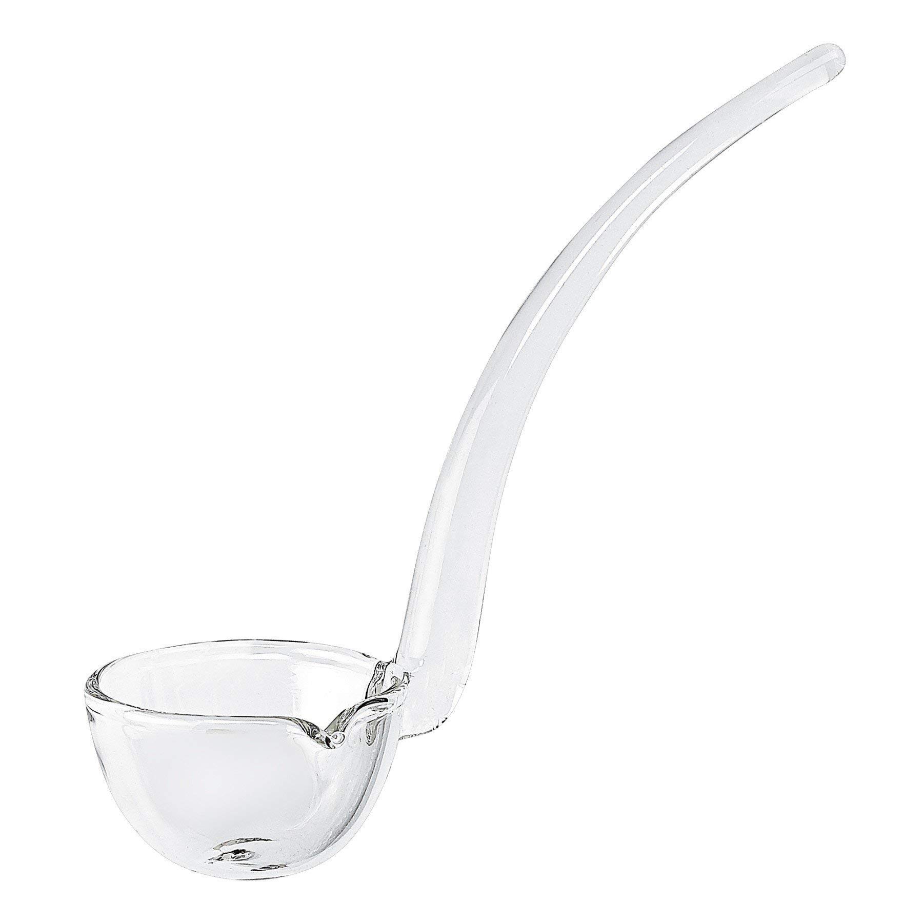 Badash Crystal Gravy Serving Ladle - 6" Long Mouth-Blown Lead-Free Clear Glass Punch Ladle - Elegant Small Spoon-Sized Serving Utensil - Glass Gravy Ladle for Sauce & Salad Dressing