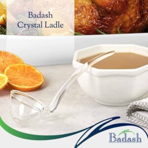 Badash Crystal Gravy Serving Ladle - 6" Long Mouth-Blown Lead-Free Clear Glass Punch Ladle - Elegant Small Spoon-Sized Serving Utensil - Glass Gravy Ladle for Sauce & Salad Dressing