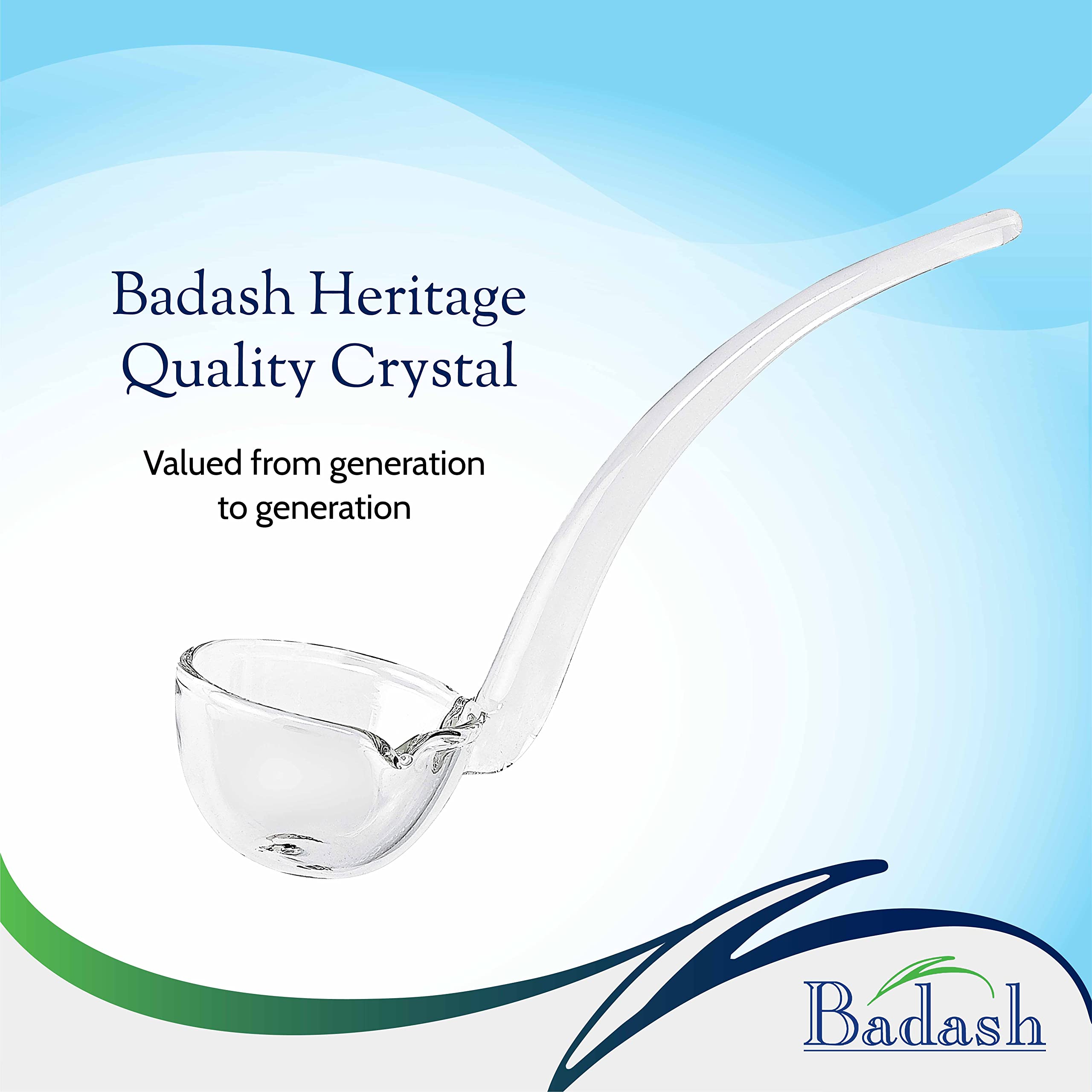 Badash Crystal Gravy Serving Ladle - 6" Long Mouth-Blown Lead-Free Clear Glass Punch Ladle - Elegant Small Spoon-Sized Serving Utensil - Glass Gravy Ladle for Sauce & Salad Dressing