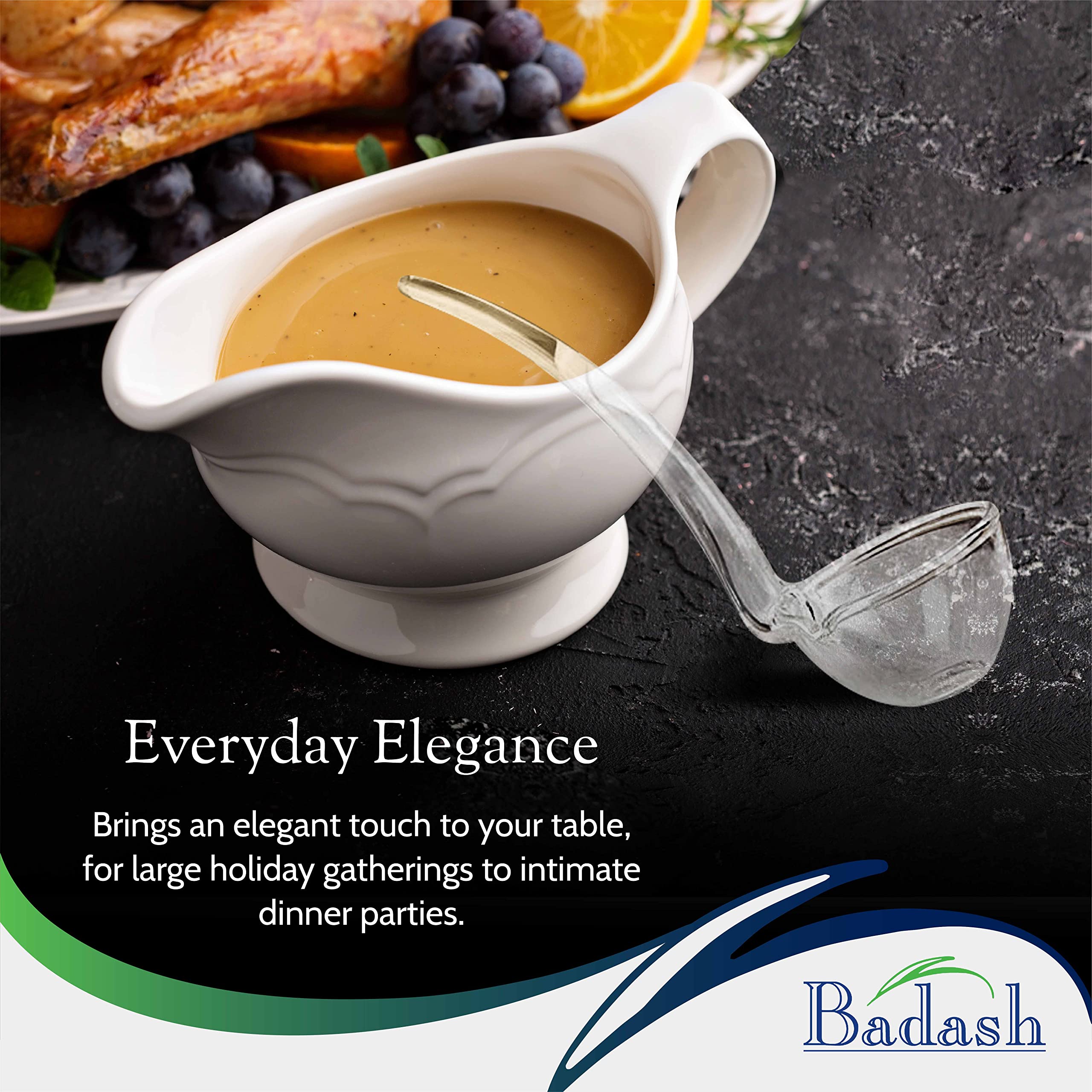 Badash Crystal Gravy Serving Ladle - 6" Long Mouth-Blown Lead-Free Clear Glass Punch Ladle - Elegant Small Spoon-Sized Serving Utensil - Glass Gravy Ladle for Sauce & Salad Dressing