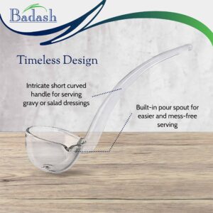 Badash Crystal Gravy Serving Ladle - 6" Long Mouth-Blown Lead-Free Clear Glass Punch Ladle - Elegant Small Spoon-Sized Serving Utensil - Glass Gravy Ladle for Sauce & Salad Dressing