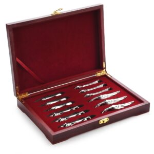 Silver Knife Rest Set ‘Animali d’Europa’ Cutlery Rest Set with Dark Wood Gift Box (Set of 12 Silverware Rests)