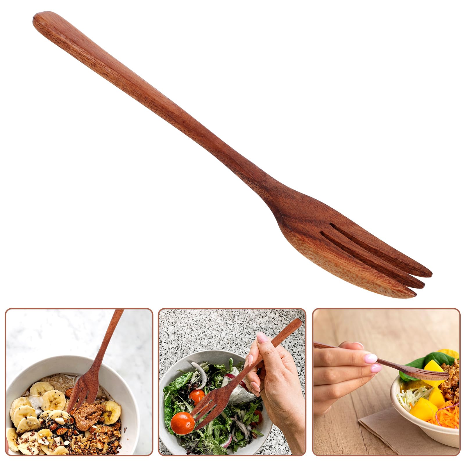 Salad Fork Wooden Cooking Fork: Cooking Salad Pasta Grill Tasting Fork Wood Kitchen Utensils for Mixing Cooking