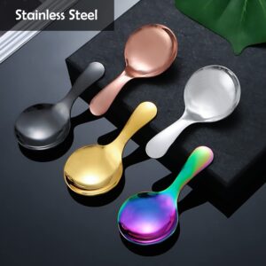 Stainless Steel Mini Spoons Short Handle Salt Spoon Cute Dessert Spoon Sugar Spoon Tea Spoon for Tasting, Seasoning, Coffee, Ice Scream, Cake