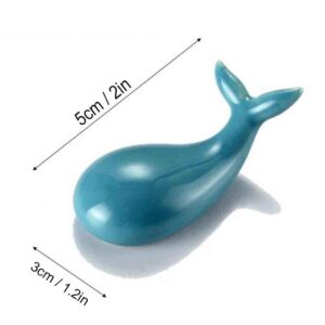 ORYOUGO Set of 4 Blue Whale Ceramic Chopstick Holder Creative Animal Chopstick Rest Spoon Fork Knife Rack Table Decors