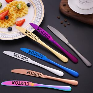 OBTIAN Stainless Steel Customized Flatware Set,Engraving Name Knife Forks Spoon,Personalized names will be engraved on your tableware, Customized Birthday Christmas Gift Gold