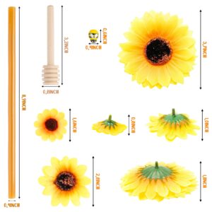 H1vojoxo 135PCS Honey Bee Dipper Artificial Sunflowers Craft Set, Honey Bee Dipper with Sunflowers Craft Kits, Honey Bee Dipper Sunflowers Decor, Honey Bee Themed Party Decor, Sunflowers Party Favor