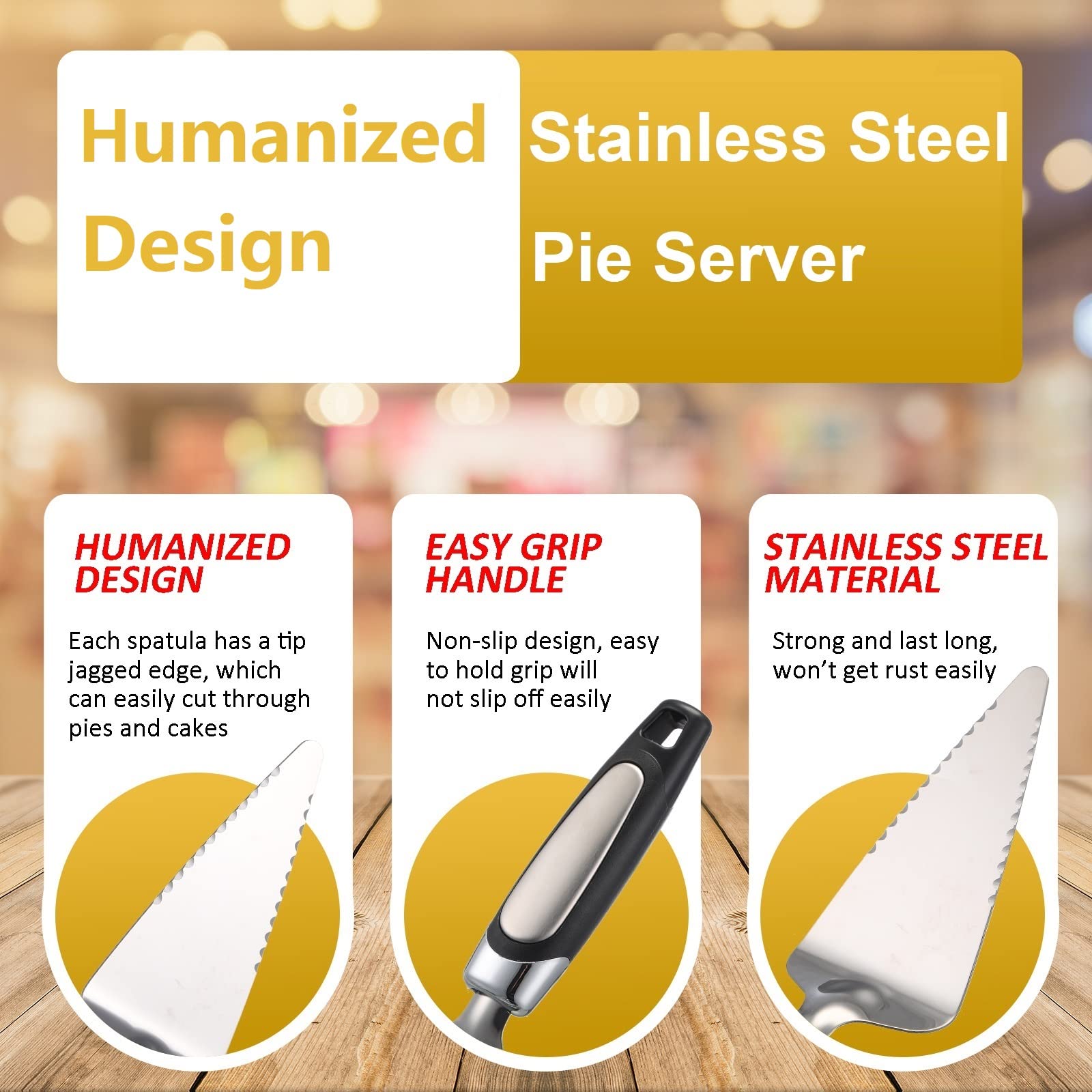 10 Pcs Pizza Spatula Pie Server Set Stainless Steel Pizza Spatula Cake Cutter Serrated Cake Server Tart Dessert Pie Slicer with Comfortable Handle for Wedding Birthday Kitchen Cutting Serving Utensils