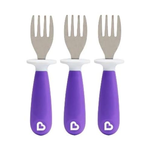 Munchkin Raise Toddler Fork Set, Purple, 3 Piece Set