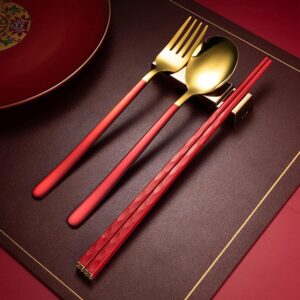 6 Pairs Red Chopsticks, Chinese Reusable Chopsticks Dishwasher Saf, 9.6in/24.3cm Anti-Slip Chop Sticks Fiberglass for Family