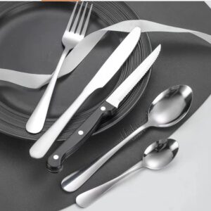 30 Piece Flatware Set for 6, Large Fork, Large Spoon, Small Spoon, Table Knife, Steak Knife