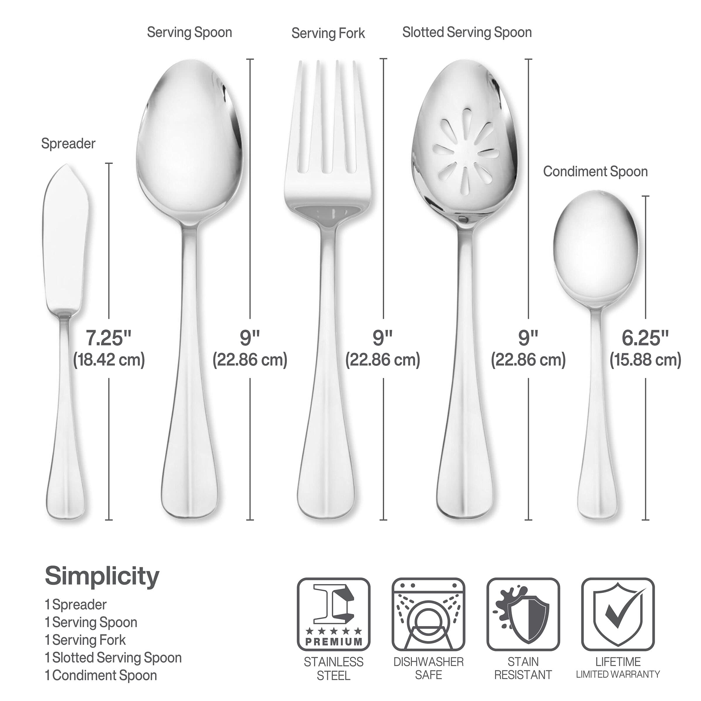 International Silver Simplicity 53-Piece Stainless Steel Flatware Set with Serving Utensil Set, Service for 8