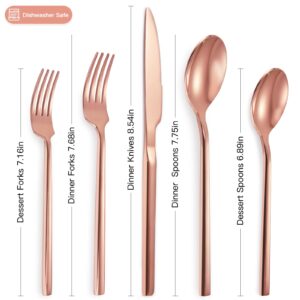 Rose Gold Silverware Set, 20-Piece 18/10 Stainless Steel Flatware Set, Cutlery Tableware Set Service for 4, Modern Utensil Set for Home Party Wedding Gift