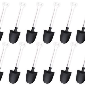 CXP Good Goods Mini Shovel Shape Spoons,Disposable Plastic Dessert Spoon (60 Pcs), Black,white