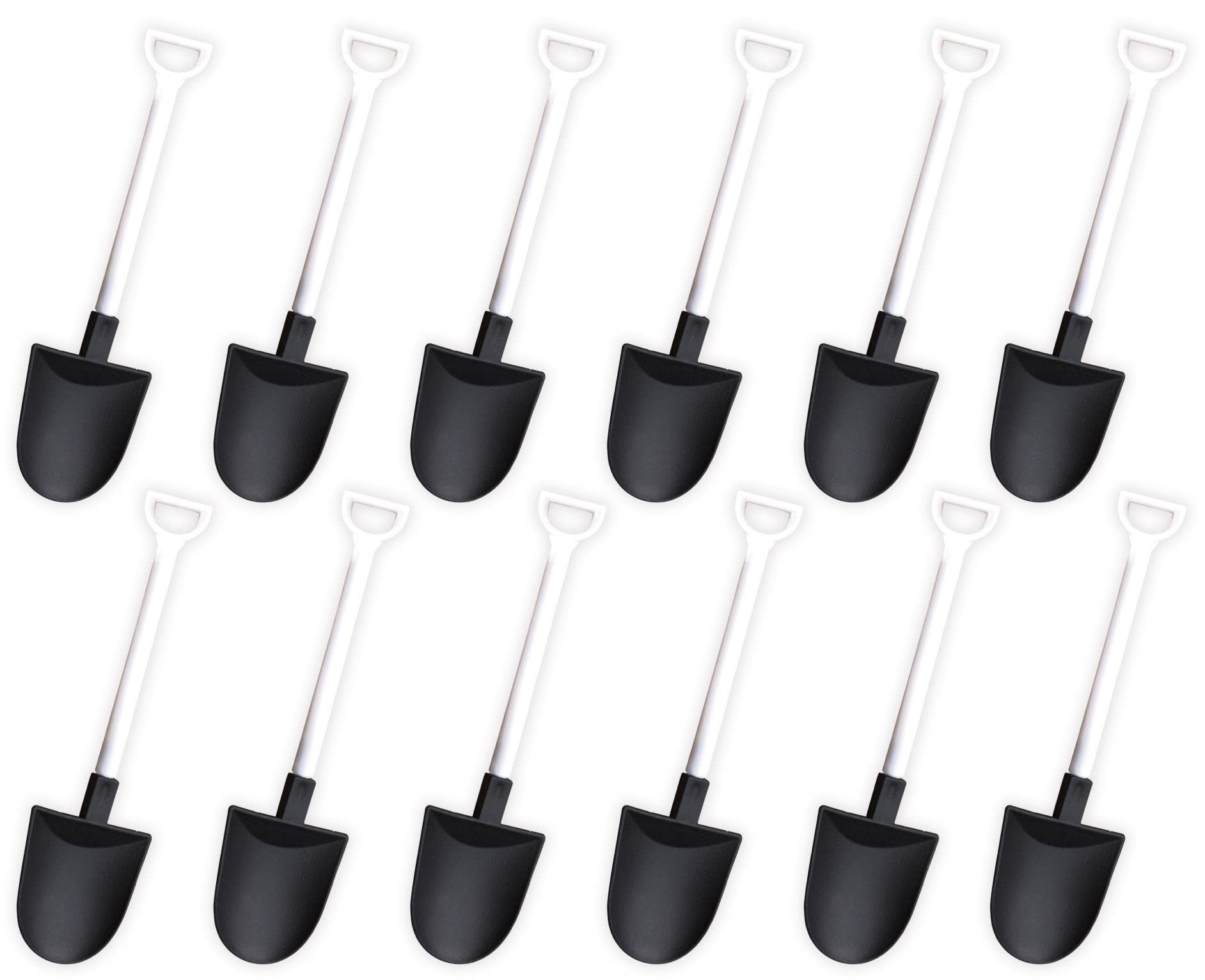 CXP Good Goods Mini Shovel Shape Spoons,Disposable Plastic Dessert Spoon (60 Pcs), Black,white