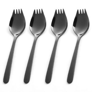 genlge sporks stainless steel 4 pack, 5.9 inch reusable metal spork, ice cream spoons salad forks flatware set, fruit appetizer dessert forks