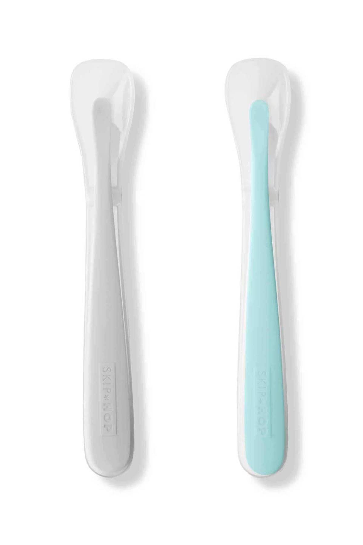 Skip Hop Baby Spoons, Easy-Feed, 2 Pack, Grey/Soft Teal (Discontinued by Manufacturer)