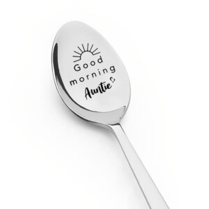 aunt mothers day gifts from niece nephew good morning auntie tea coffee spoons gift for aunt auntie gifts for women aunty aunt birthday gift for auntie ice-cream spoon