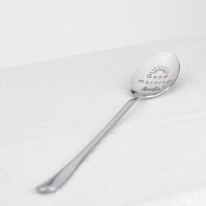 Aunt Mothers Day Gifts from Niece Nephew Good Morning Auntie Tea Coffee Spoons Gift for Aunt Auntie Gifts for Women Aunty Aunt Birthday Gift for Auntie Ice-cream Spoon