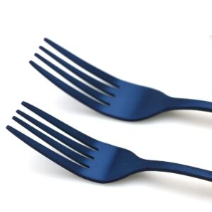 JASHII Modern Royal 20 Pcs Blue 18/10 Stainless Steel Utensils Cutlery Dinnerware Set w/ 4 Pcs Straw, Knife Fork and Spoon Flatware Set for Wedding Festival Christmas Party Service for 4