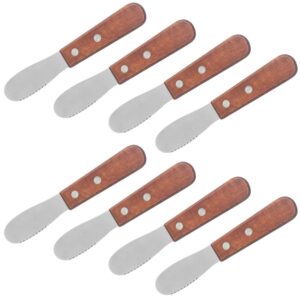 dakuan 8 pack stainless steel straight edge wide butter spreader with wood handle, sandwich cream cheese condiment knives 5 inch