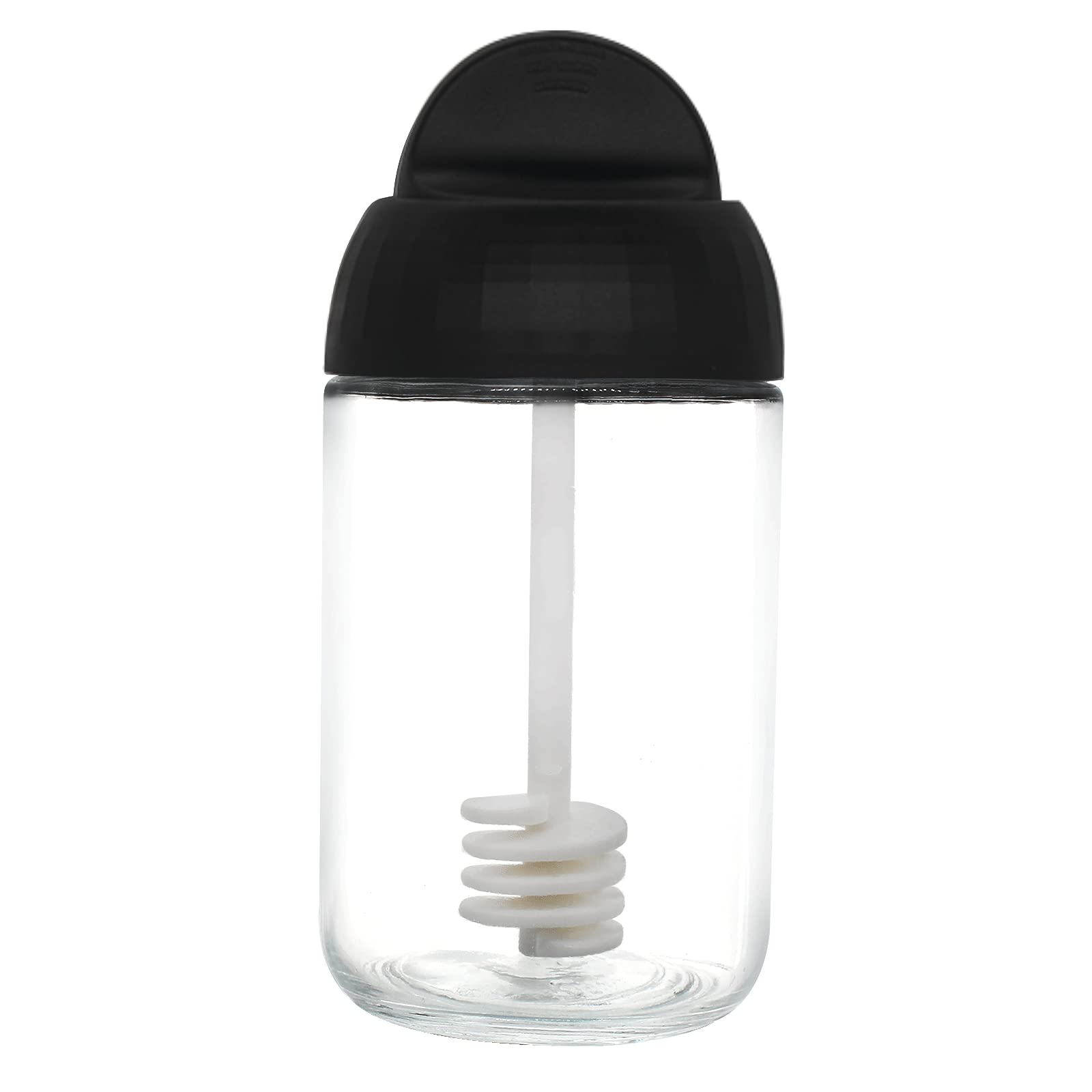 Honey bottle，Glass honey jar，with Spoon Lid ，8.5oz (black)