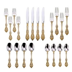 oneida f100020al20 golden michelangelo 20 piece fine flatware set, service for 4, metallic