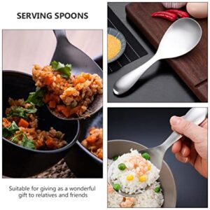 Cabilock Rice Paddle Spoon Non- Stick Food Serving Spoon Stainless Steel Rice Spoon Scoop Kitchen Utensils for Home Restaurant Hotel Silver