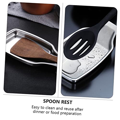 UPKOCH 1pc 304 Stainless Steel Spoon Rest Stainless Steel Utensil Holder Spatula Metal Stainless Steel Ladle Kitchen Spoon Organizer Spoon and Fork Holder Fork Spoon Knife Holder Silver