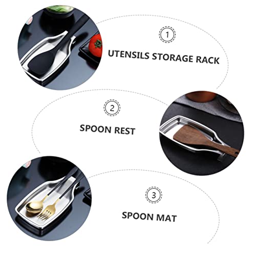 UPKOCH 1pc 304 Stainless Steel Spoon Rest Stainless Steel Utensil Holder Spatula Metal Stainless Steel Ladle Kitchen Spoon Organizer Spoon and Fork Holder Fork Spoon Knife Holder Silver