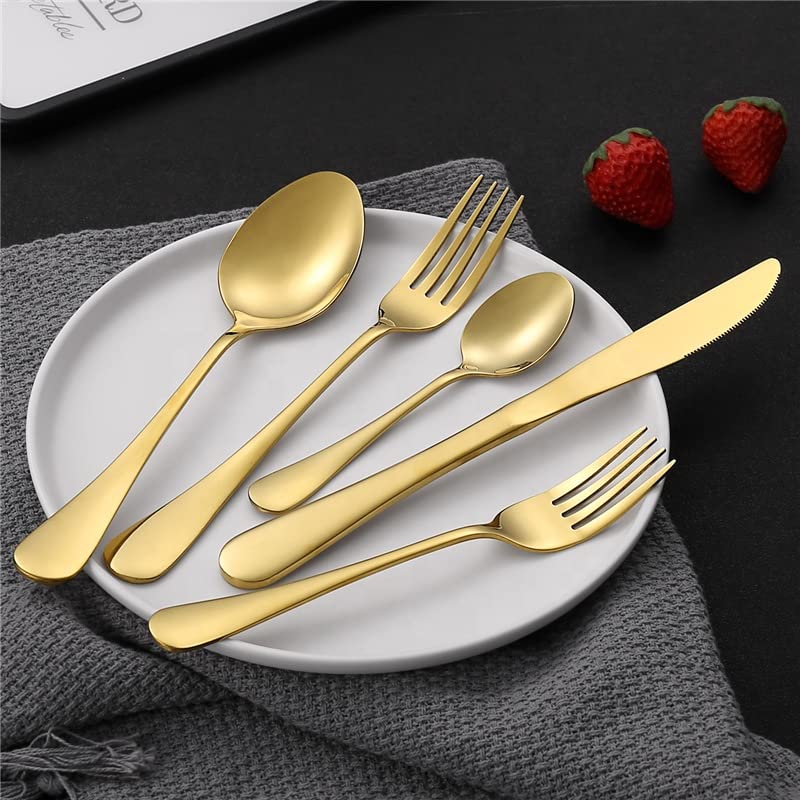 Wedding Stainless Steel Gold Cutlery Set Spoon Fork And Knife gold Matted Cutlery flatware Set