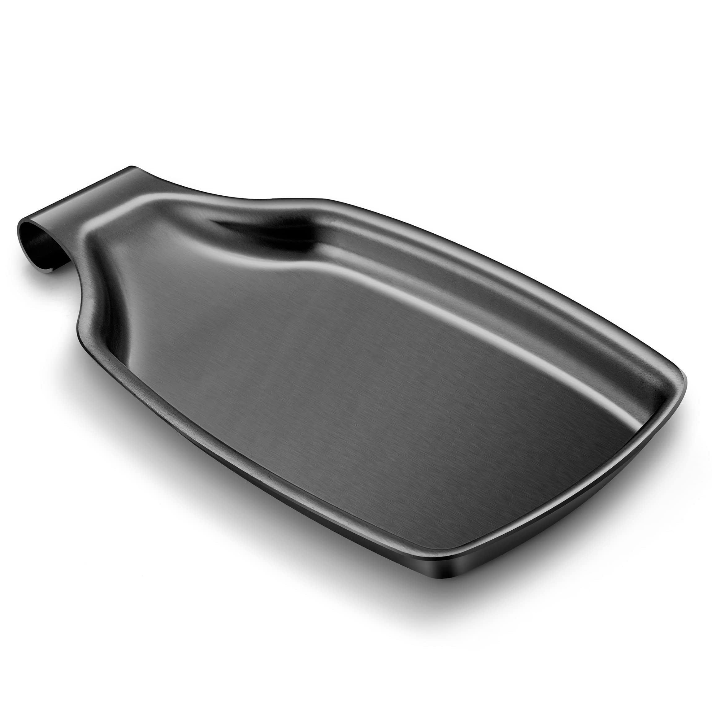 LIANYU Black Spoon Rest for Kitchen Counter, Stainless Steel Spoon Holder for Stove Top, Spatula Spoon Ladle Utensil Holder with Square Bottom, Heavy Duty, Dishwasher Safe