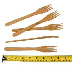 BambooMN Premium Solid Bamboo Dinner Fork 8" - All Natural Reusable Dinnerware - 100 pcs