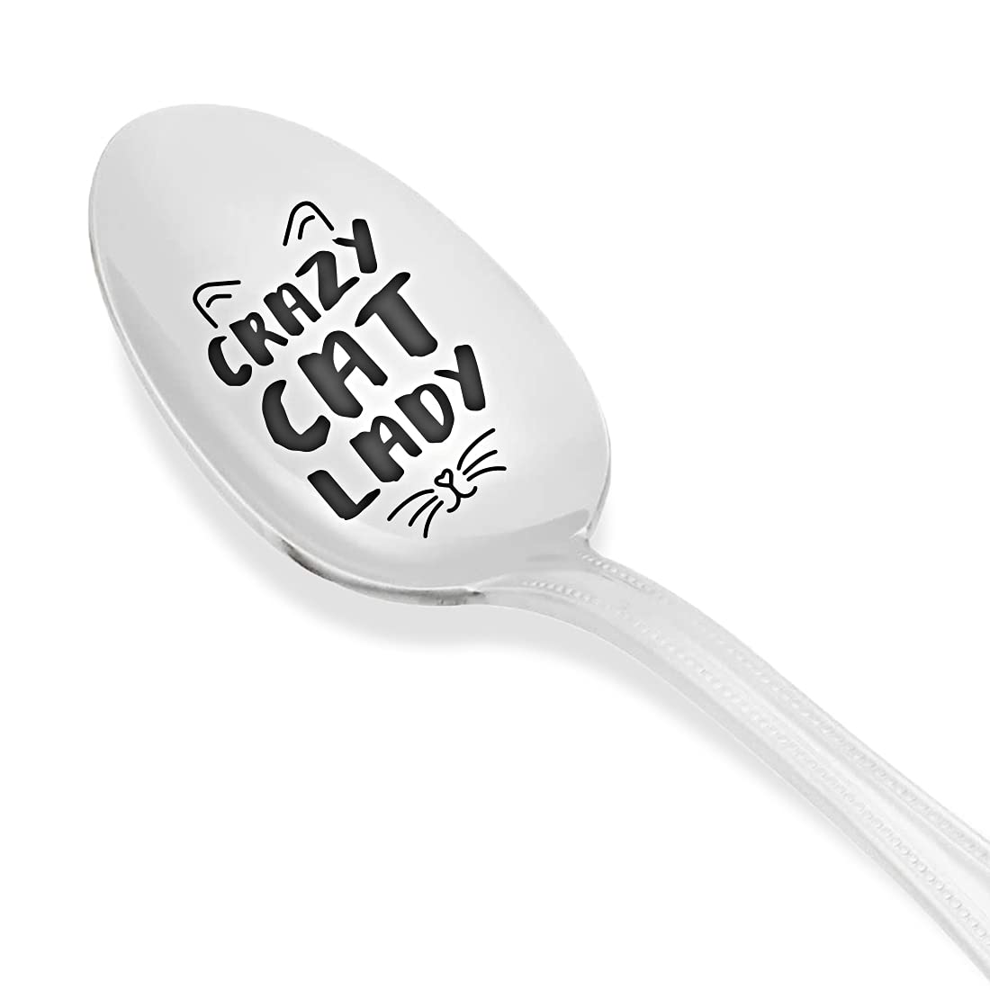 Cat Lover Pet Lover Engraved Spoon Gift For Women | Crazy Cat Lady Engraved Spoon Mother's Day Gift , Mom Sister Grandma , Kids Gift For Christmas , Birthday | Rescue Mom Pet Lover Gift - 7 Inch