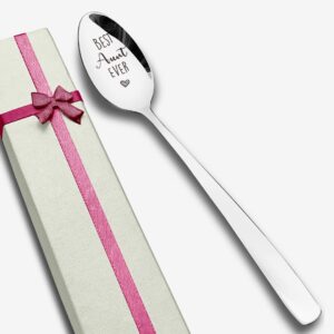 Best Aunt ever Spoon Engraved Stainless Steel Funny, Aunt Gifts from Niece Nephew, Coffee Lovers Teaspoon Gifts for Aunt Birthday Mother's Day Christmas