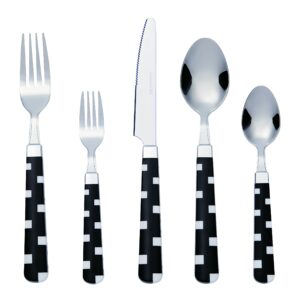 Bon Fusion 20-Piece Stainless Steel Flatware Silverware Cutlery Set - Black, Include Knife/Fork/Spoon, Mirror Polished, Dishwasher Safe, Service for 4