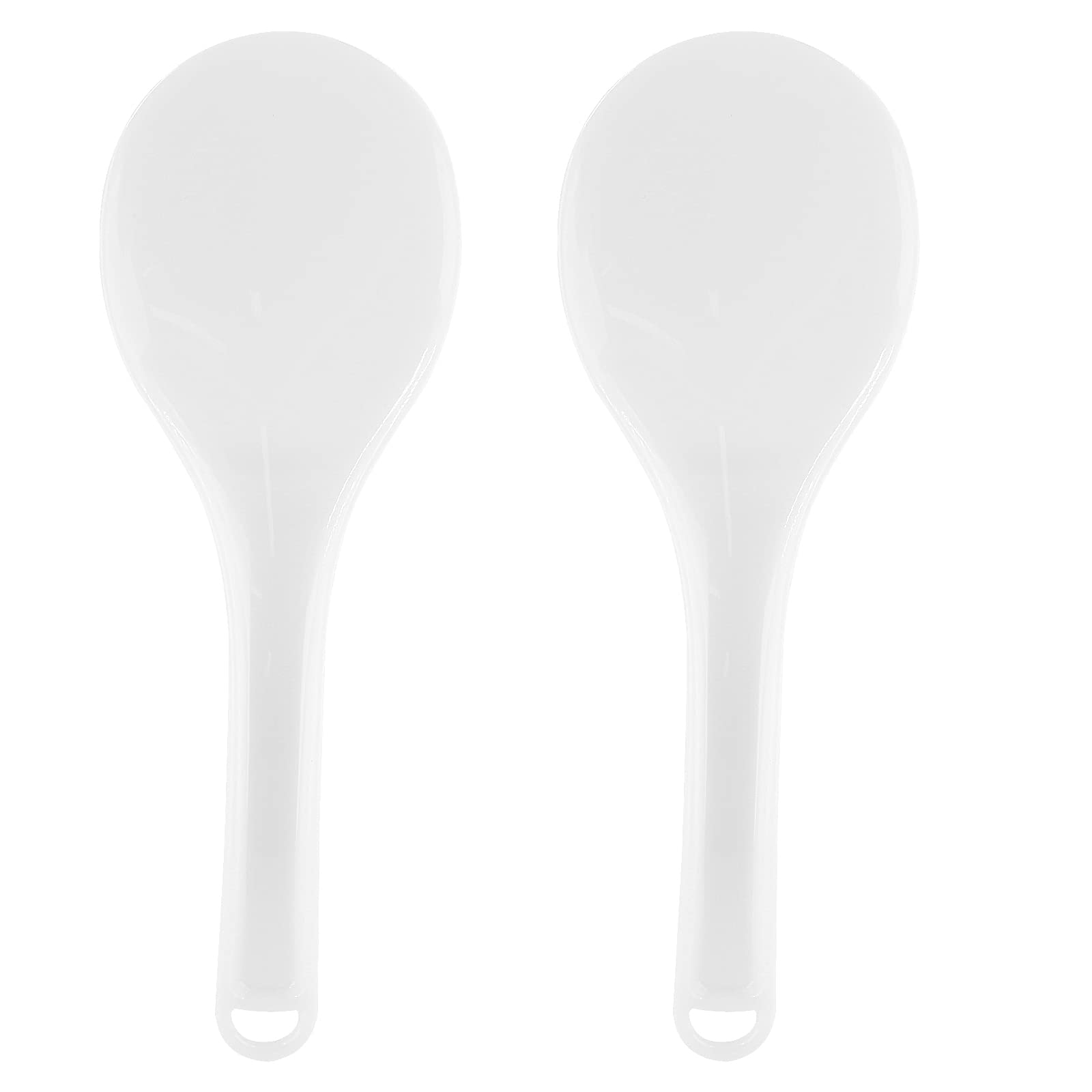 Cionyce 2PCS Plastic Rice Paddle Spoon Rice Scoop, Non-Stick Rice Spatula Rice Cooker Shovel Rice Serving Spoon 7.87 Inch (White E)