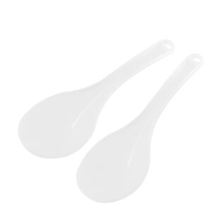 Cionyce 2PCS Plastic Rice Paddle Spoon Rice Scoop, Non-Stick Rice Spatula Rice Cooker Shovel Rice Serving Spoon 7.87 Inch (White E)