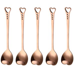 10-Piece Heart-Shaped Stainless Steel Dessert Spoon Set for Home, Restaurant, Cafe, and Bar - Elegant Design, Multi-Functional Usage, and Durable Quality Rose Gold