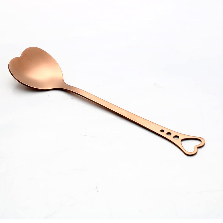 10-Piece Heart-Shaped Stainless Steel Dessert Spoon Set for Home, Restaurant, Cafe, and Bar - Elegant Design, Multi-Functional Usage, and Durable Quality Rose Gold