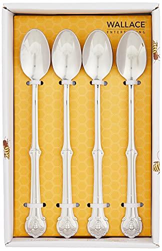 Wallace Napoleon Bee 18/10 Stainless Steel Iced Beverage Spoon, Set of 4, Silver